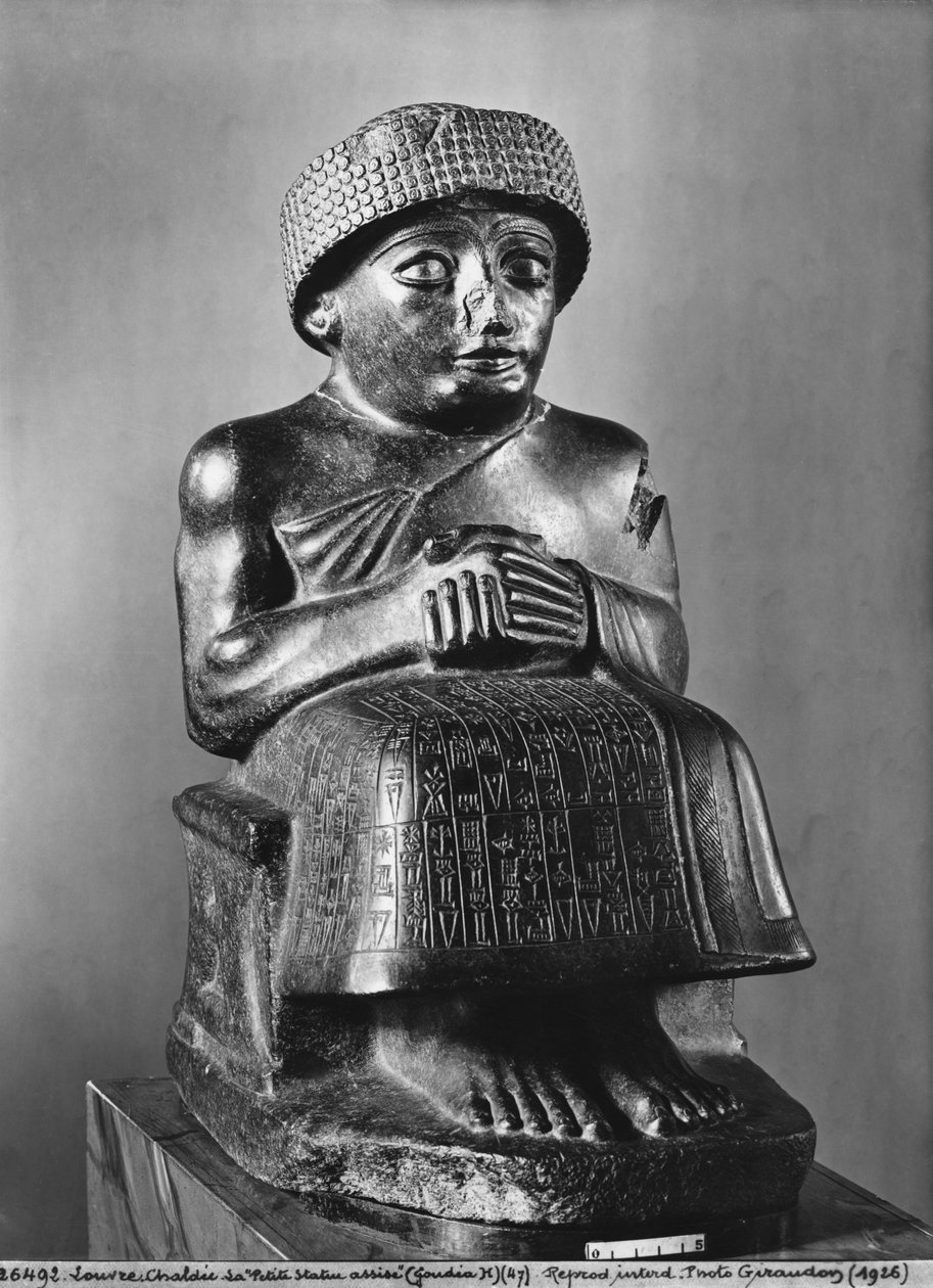 Gudea, Prince of Lagash, statue dedicated to Ningizzada, Neo-Sumerian, from Telloh, ancient Girsu